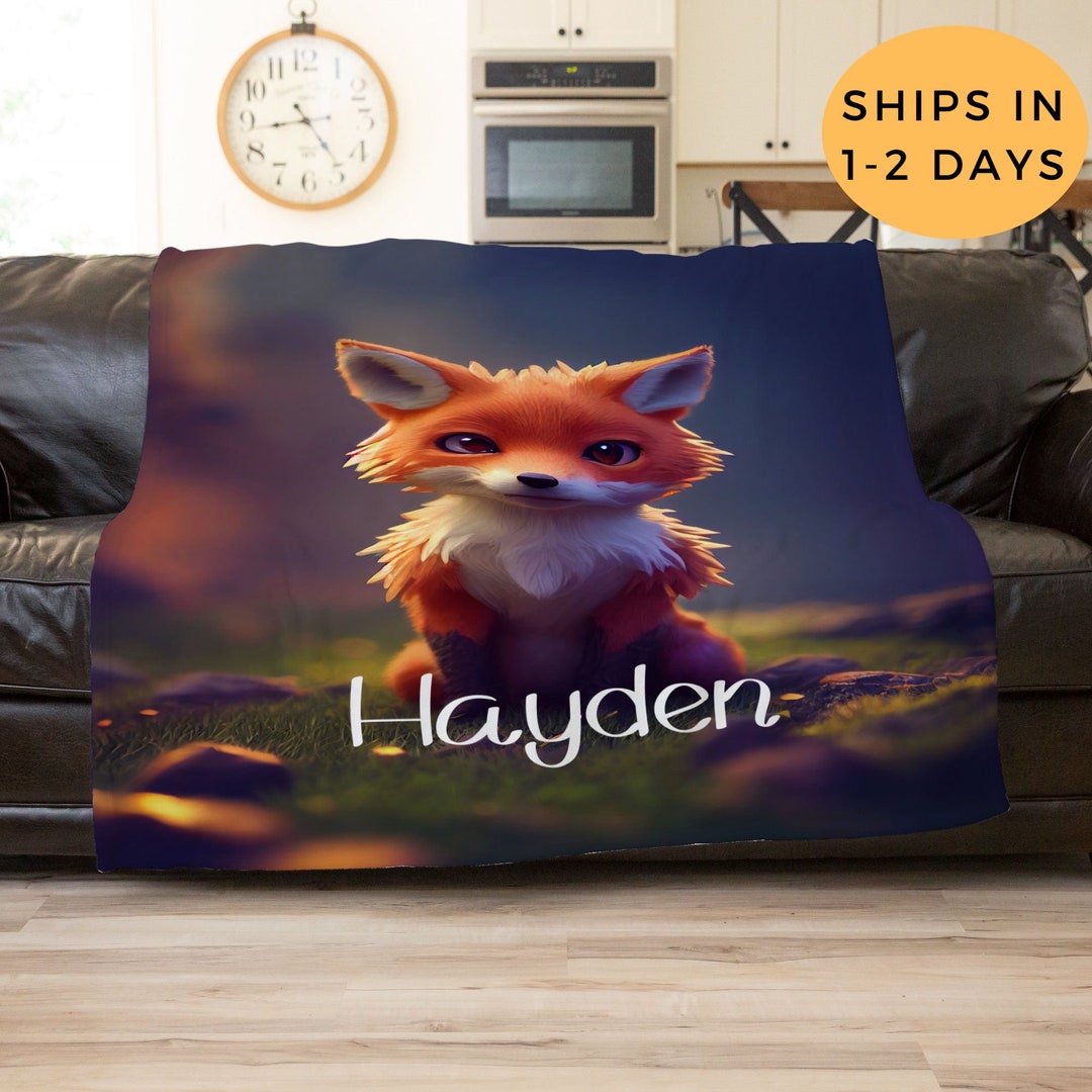 Fox Blanket, Personalized Kid Blanket, Fox Blanket Adult, Teen Gift ...