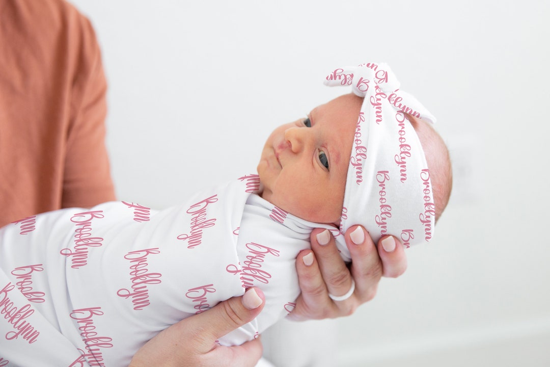 Personalized Baby Swaddle Girl, Baby Name Swaddle, Hospital Swaddle Set ...