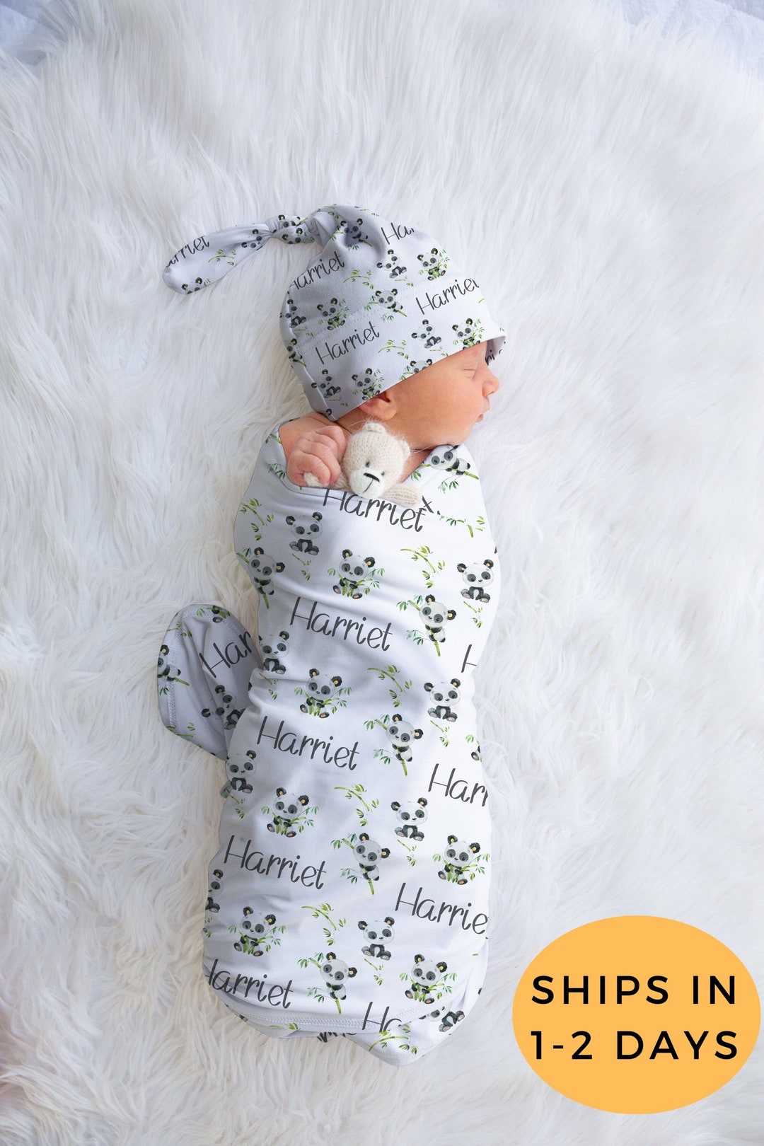 Panda Bear Swaddle Blanket, Newborn Swaddle, Custom Swaddle Blanket ...