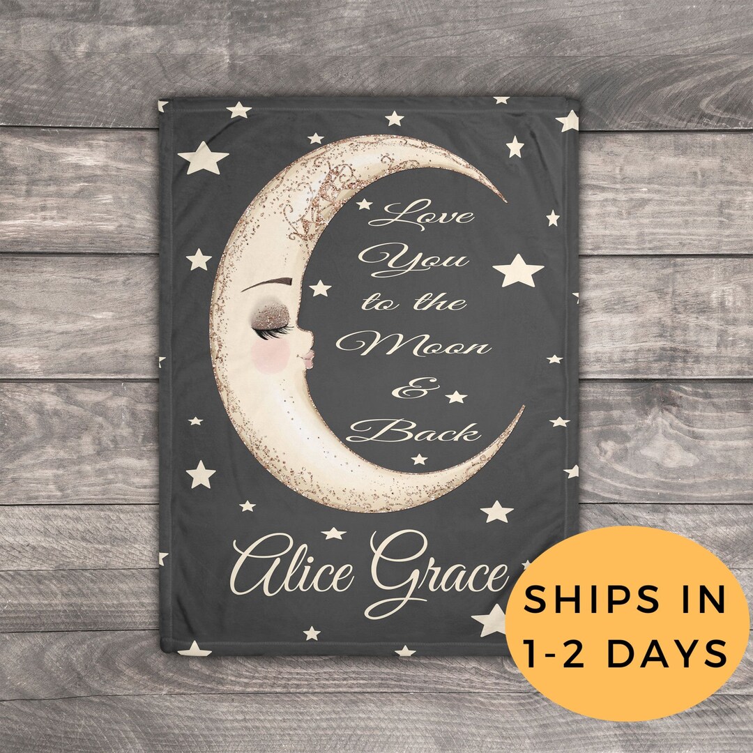 Personalized Blanket Moon and Stars, Moon Blanket, Moon Throw Blanket ...
