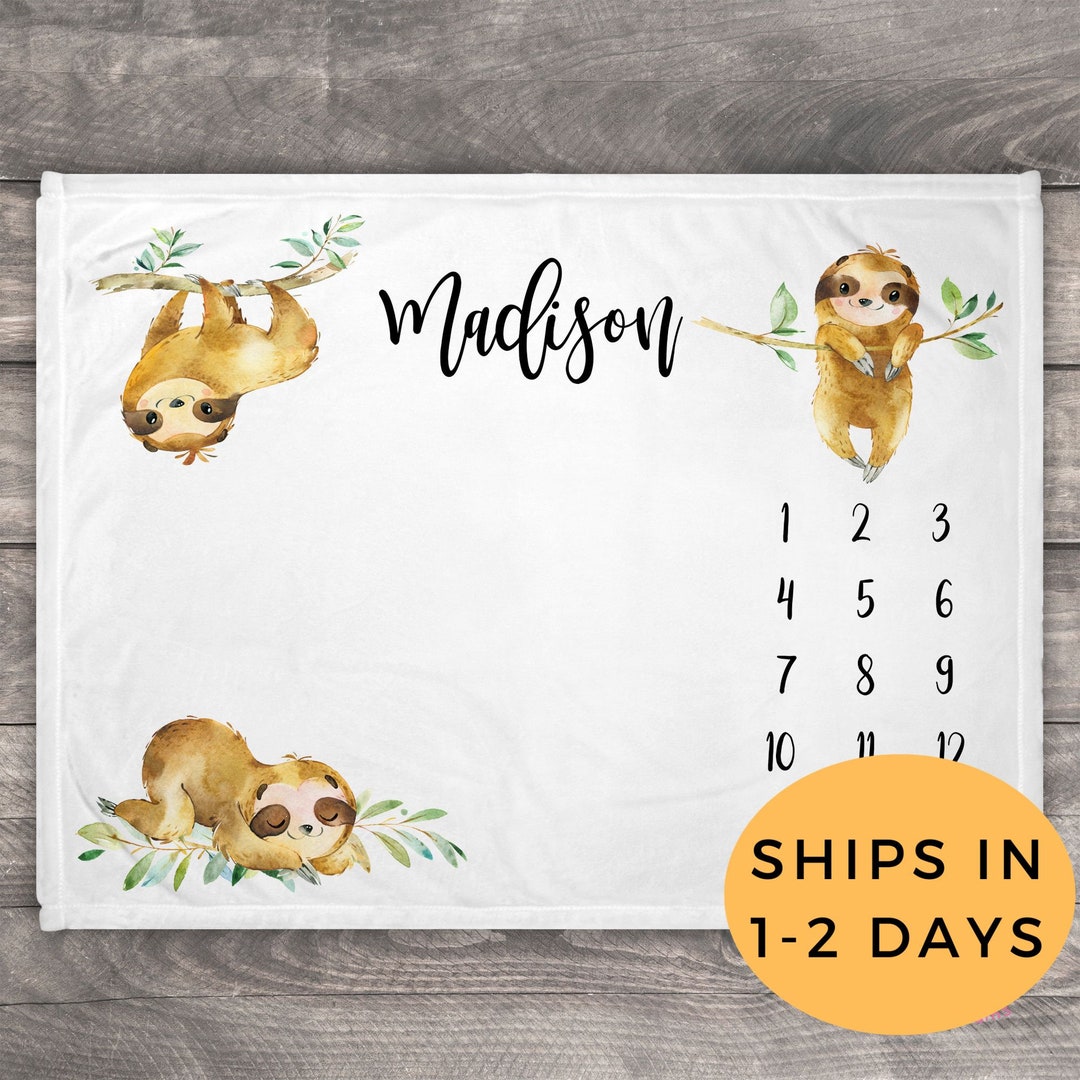 Sloth Baby Blanket Newborn Milestone Blanket Sloth Blanket - Etsy