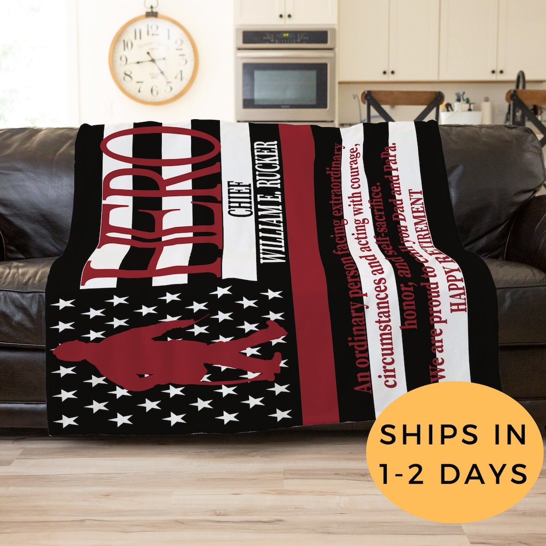 Firefighter Blanket, Personalized Firefighter Gift, Firefighter Gifts ...