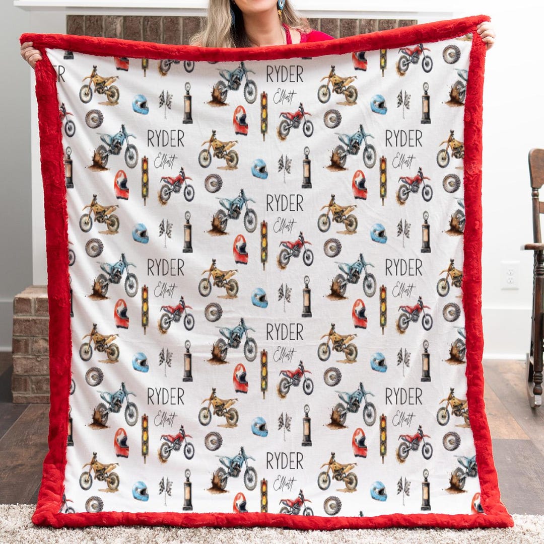 Custom Dirt Bike Blanket – Personalized Minky Throw for Boys - Etsy