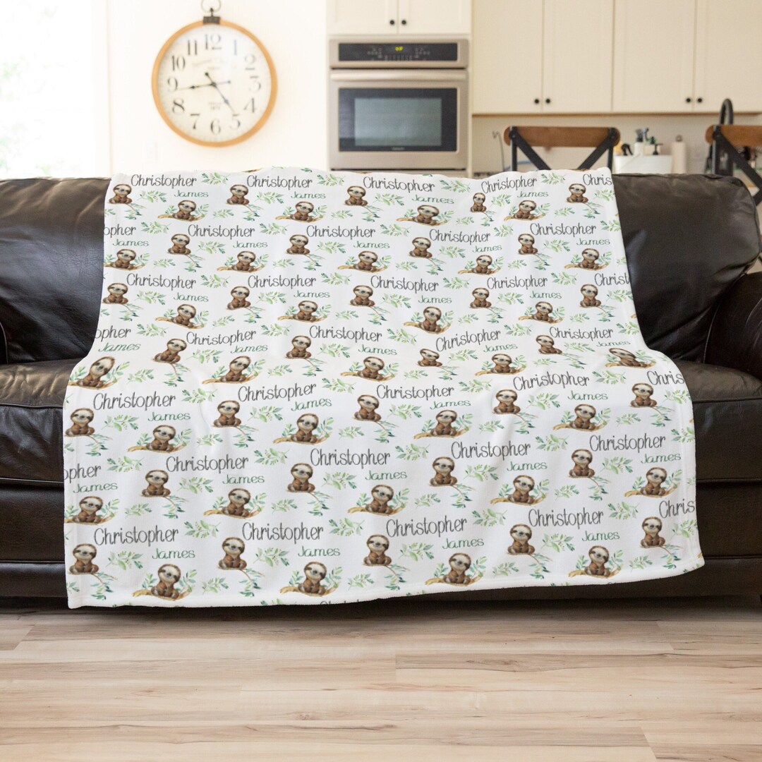 Sloth Blanket, Personalized Sloth Blanket, Custom Sloth Throw Blanket ...