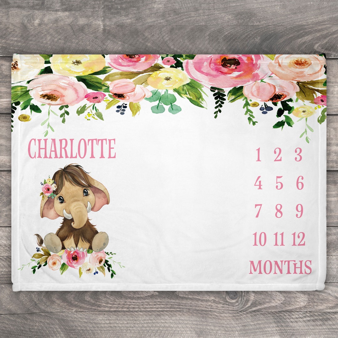 Mammoth Milestone Blanket, Baby Growth Blanket, Mammoth Baby Shower ...