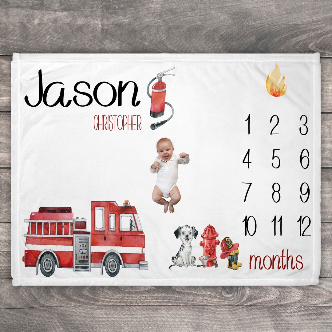 Firefighter Milestone Blanket, Fire Fighter Monthly Blanket ...