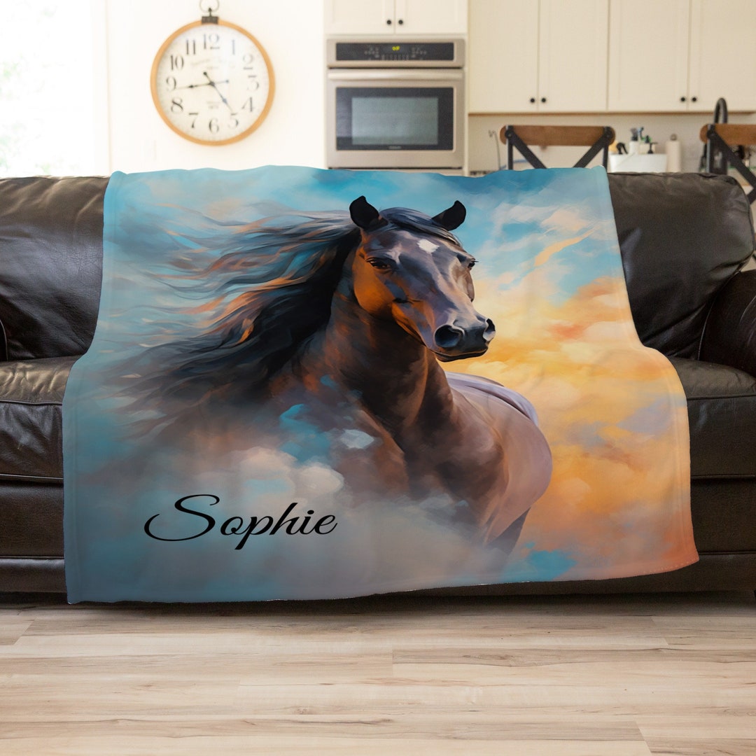 Horse Blanket, Personalized Horse Throw Blanket, Horse Baby Shower Gift ...