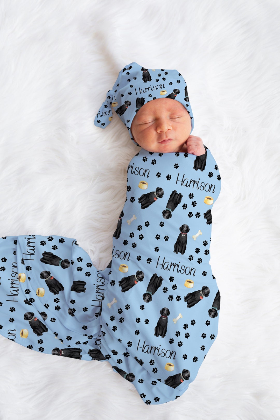 Black Labrador Swaddle Blanket, Chocolate Labrador Swaddle Blanket ...