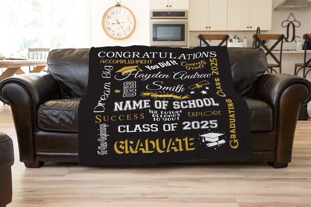 Graduation Blanket, College Blanket, Customized Graduation Blanket ...