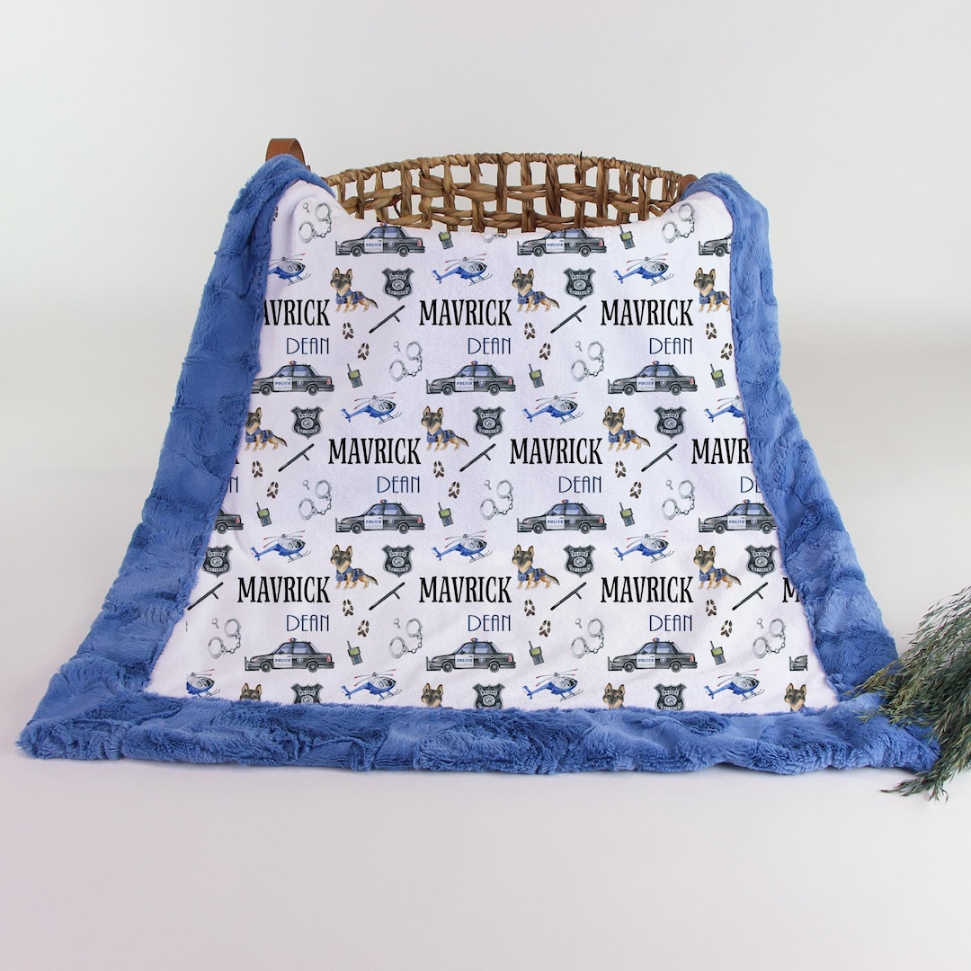 Police Blanket, Personalized Policeman Baby Blanket, Custom Cop Blanket ...