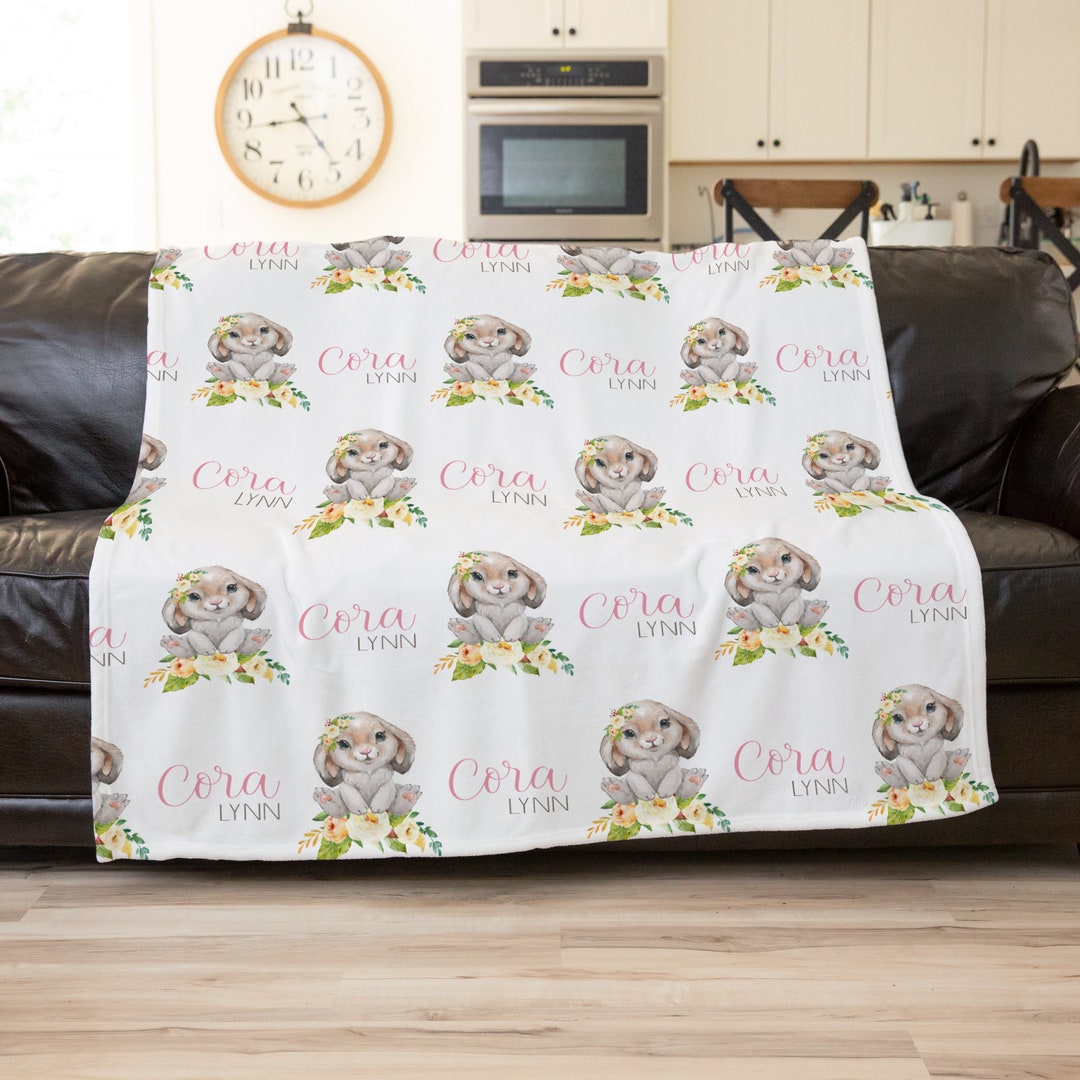 Bunny Blanket, Custom Throw Blanket, Personalized Blanket, Boho Throw ...