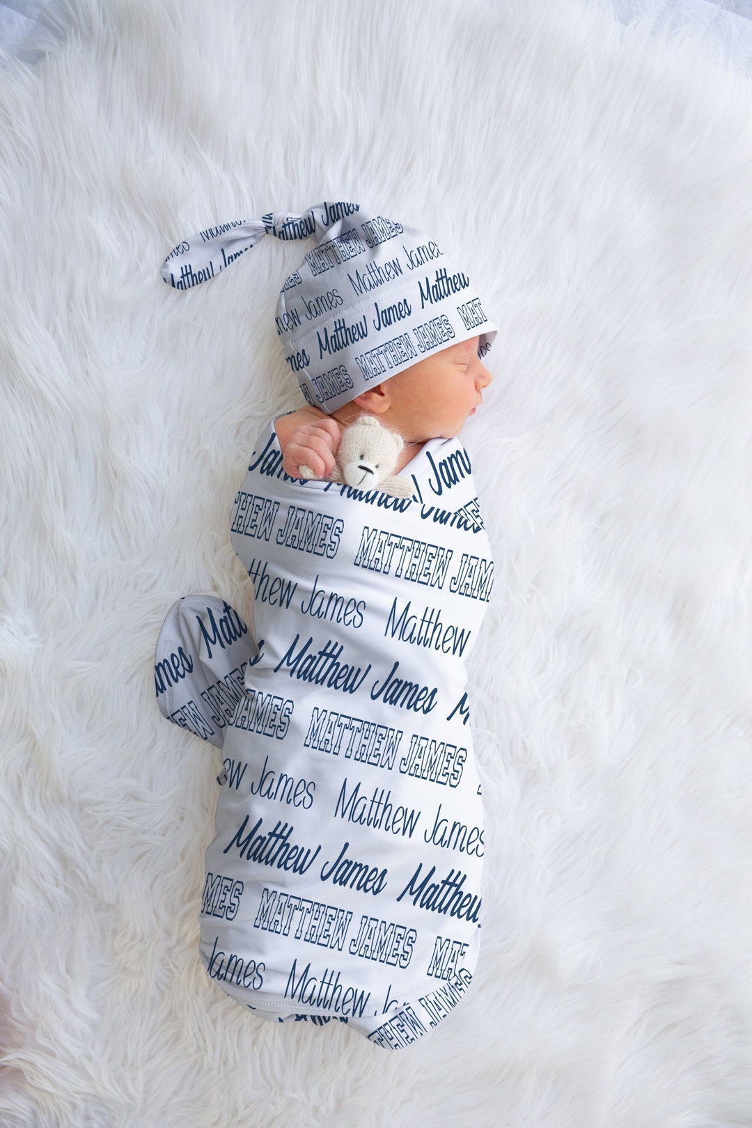Baby Custom Name Swaddle, Newborn Boy Swaddle Set, Name Swaddle ...