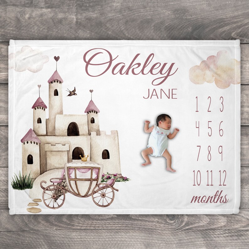Castle Milestone Blanket Custom Milestone Baby Girl Blanket - Etsy