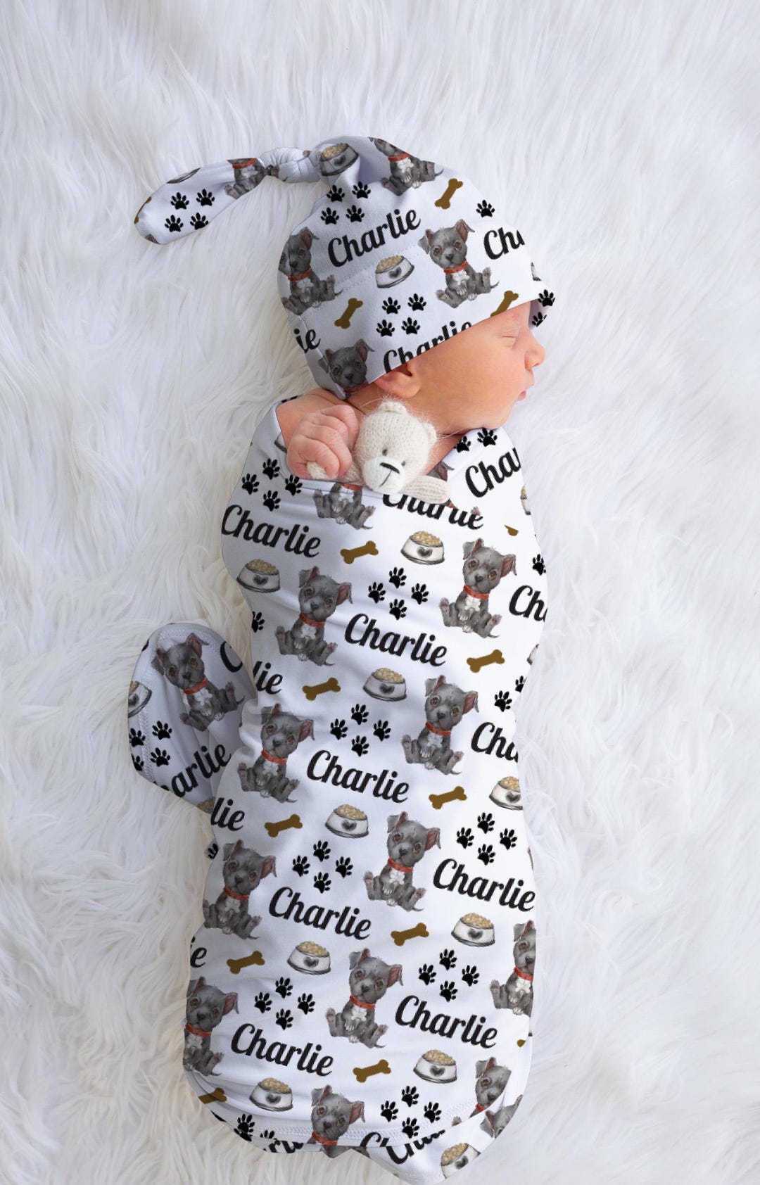 Dog Swaddle, Pitbull Swaddle, Personalized Newborn Swaddle, Custom ...