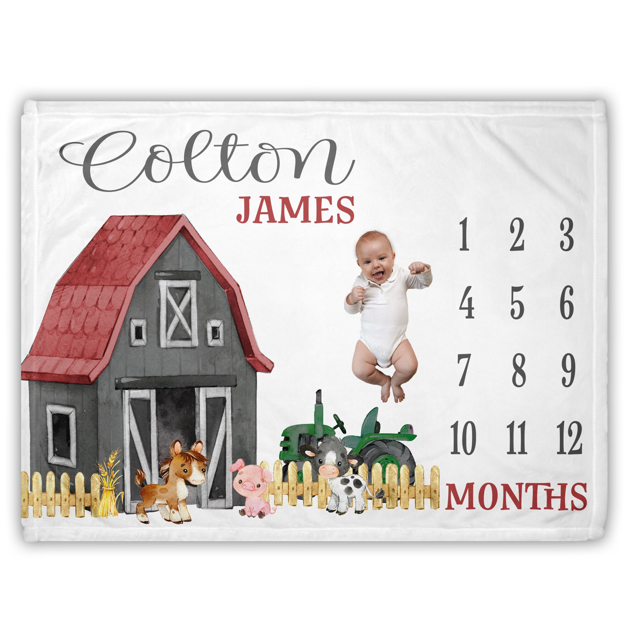 Farm Blanket Tractor Blanket Milestone Blanket Monthly Baby - Etsy