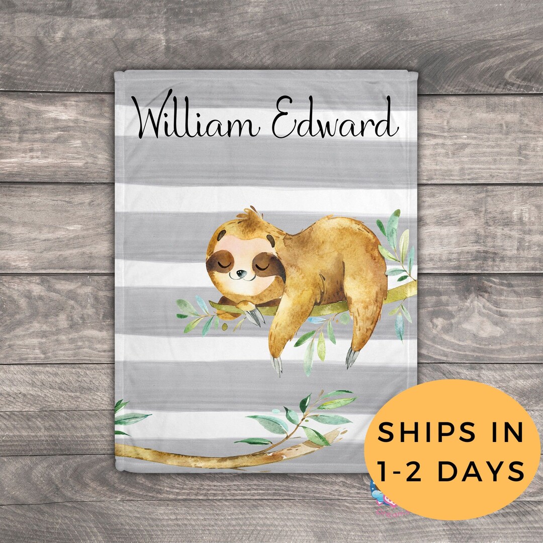 Sloth Baby Blanket Personalized Baby Blanket Boy Minky Baby - Etsy