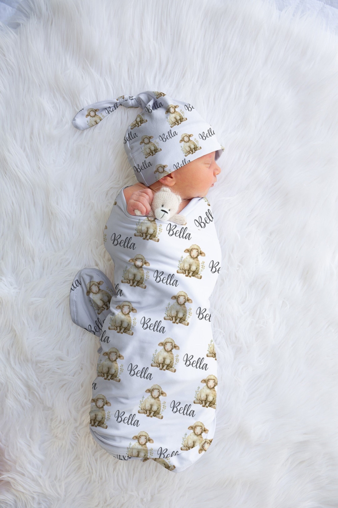 Sheep Swaddle, Personalized Newborn Swaddle, Baby Girl Swaddle, Custom ...