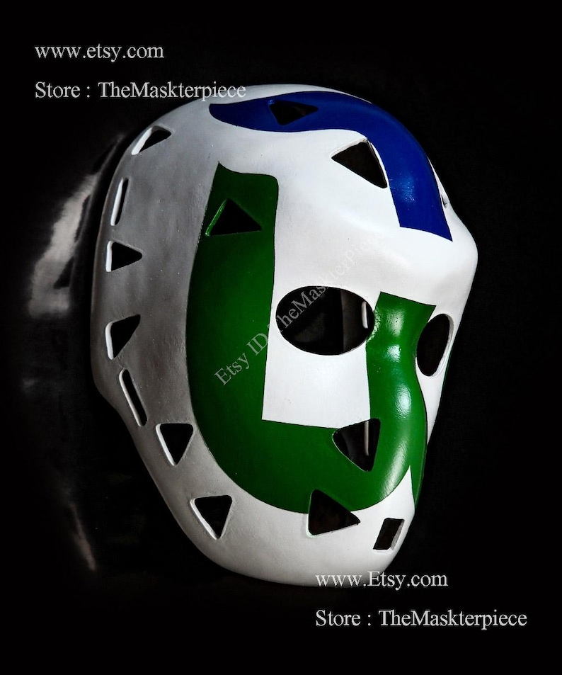 John Garrett Whalers Ice Hockey Mask Goalie Helmet 1:1 Scale Home Decor ...