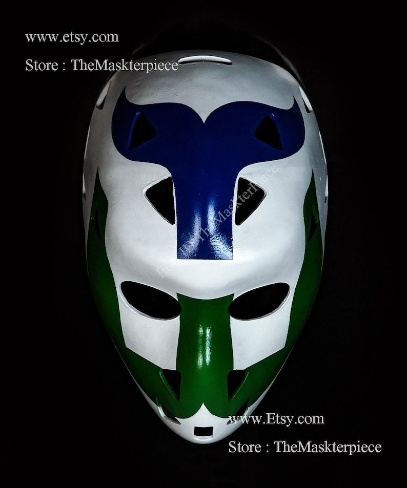 John Garrett Whalers Ice Hockey Mask Goalie Helmet 1:1 Scale Home Decor ...