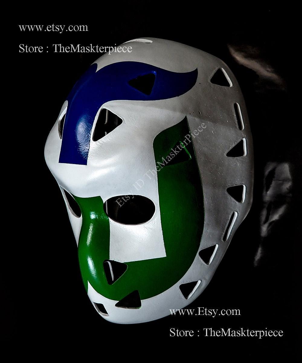 John Garrett Whalers Ice Hockey Mask Goalie Helmet 1:1 Scale Home Decor ...