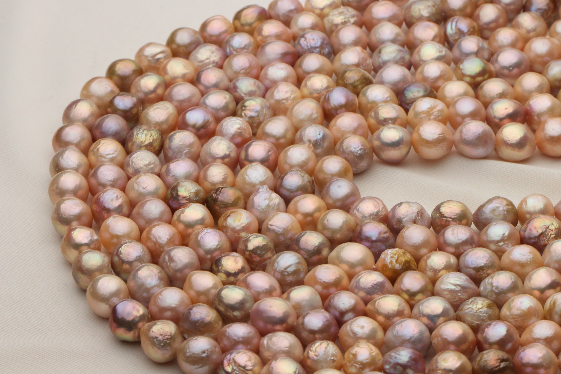 Natural Metallic Multi-color Ripple Pearl Strand Natural | Etsy