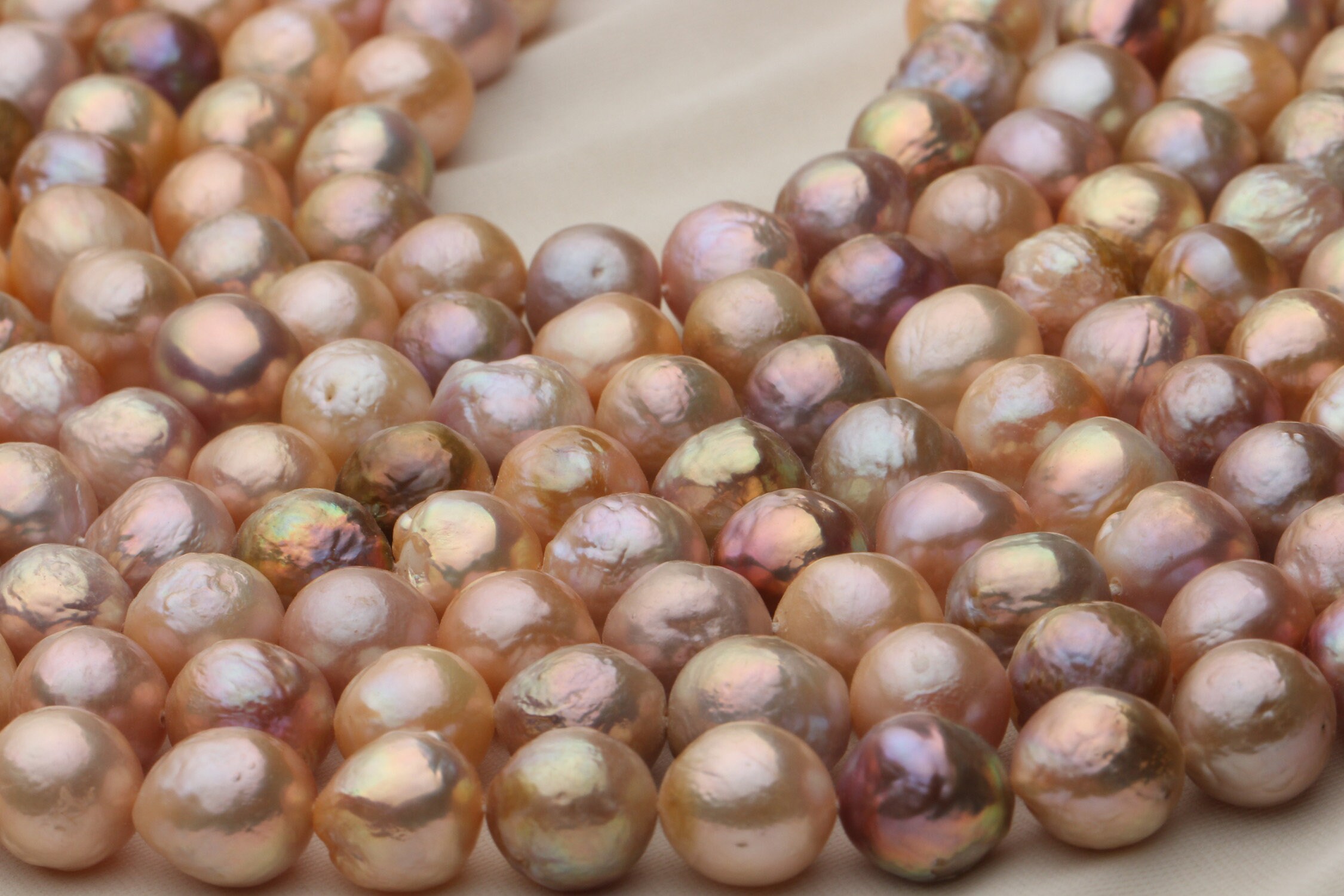 Natural Metallic Multi-color Ripple Pearl Strand Natural | Etsy