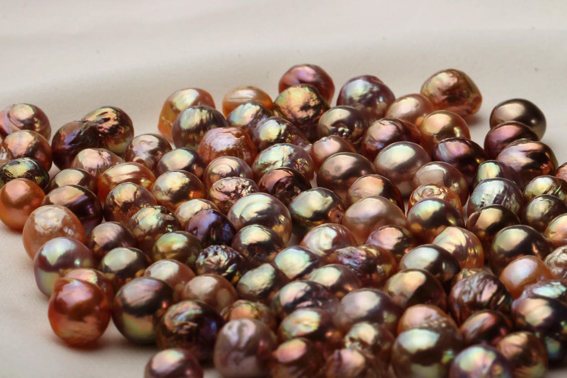 15 Metallic Rainbow Edison Pearls, Ripple Teardrop Beads (9-12mm) - Etsy