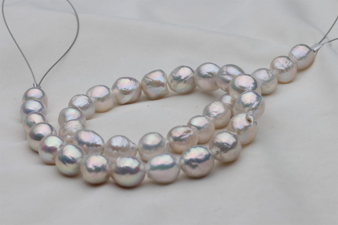 Natural Metallic White Ripple Pearl Strand|organic Pearl Bead String ...