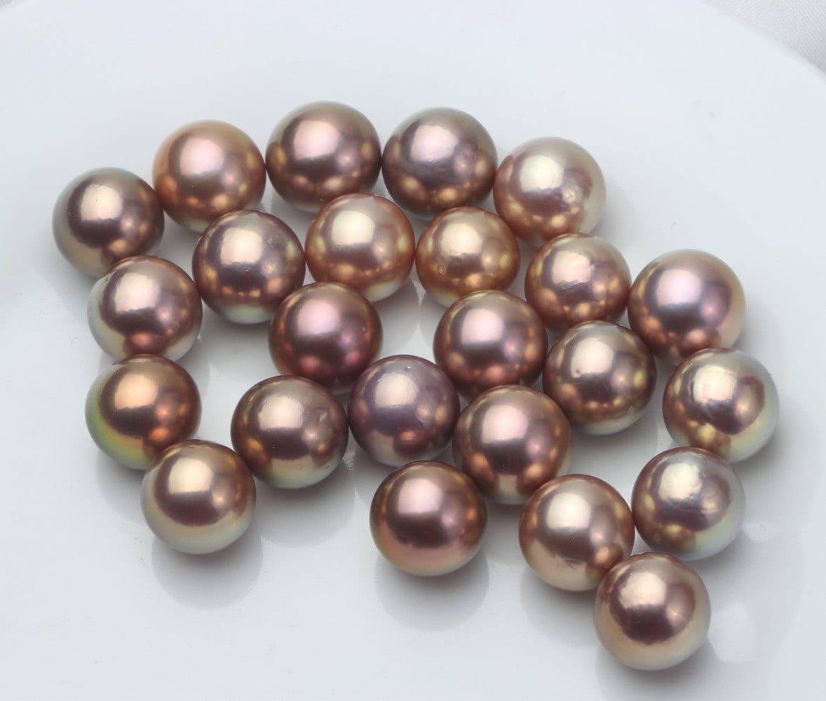 12-14mm Perfect Round Natural Metallic Bronze Edison Pearls | Etsy