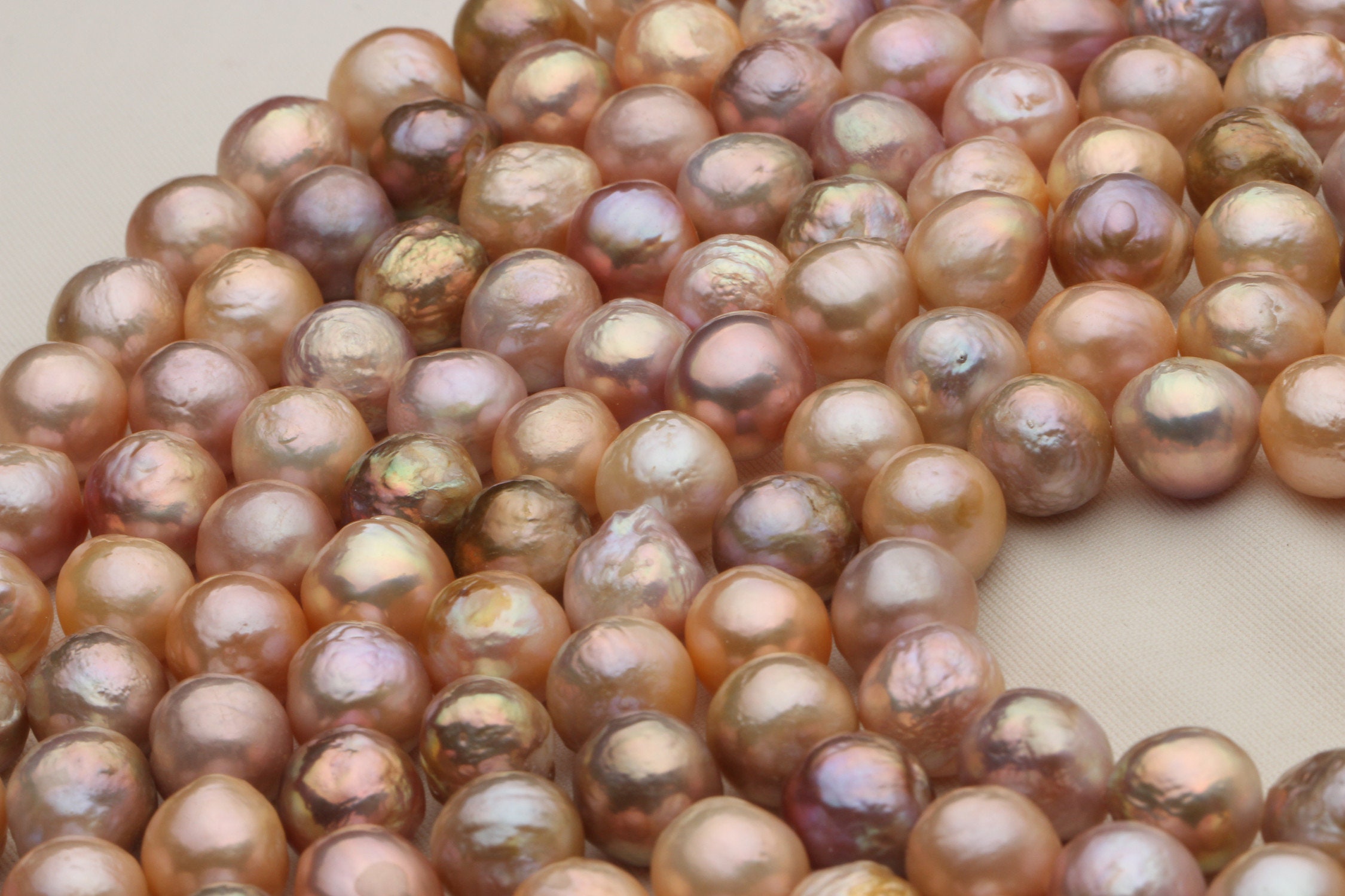 Natural Metallic Multi-color Ripple Pearl Strand, Natural Mixed Color ...