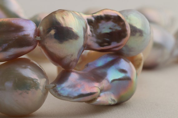 Amazing Natural Metallic Color Fireball Pearl Strand Large - Etsy
