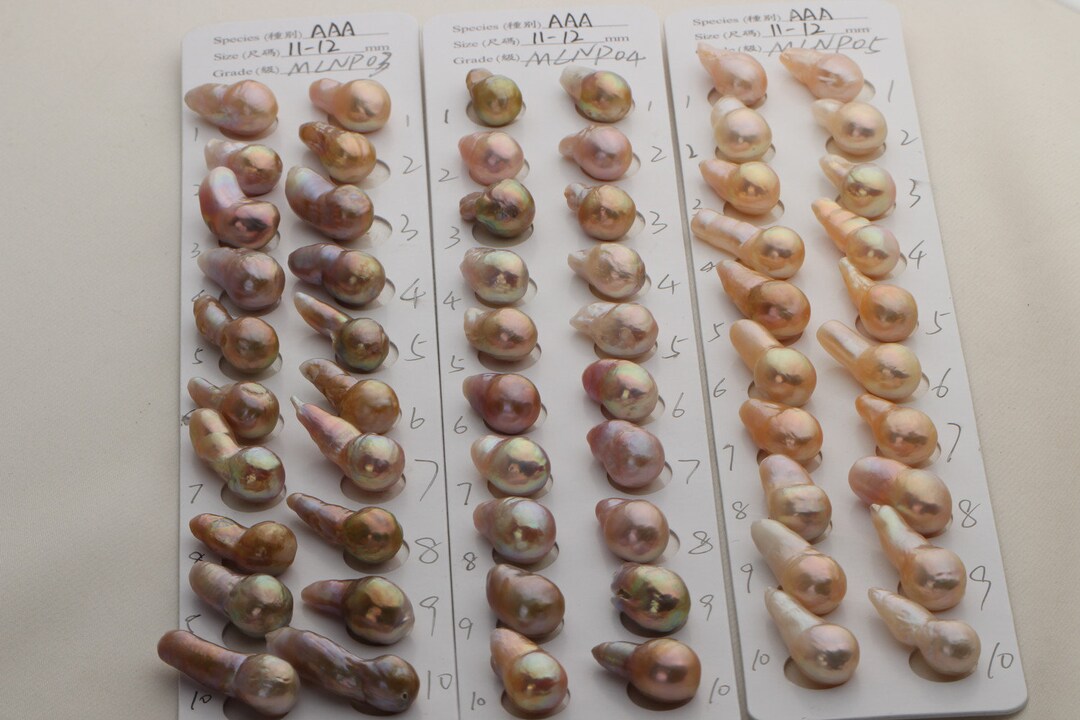 Natural Metallic Color Long Tail Baroque Freshwater Pearl Pair, Natural ...