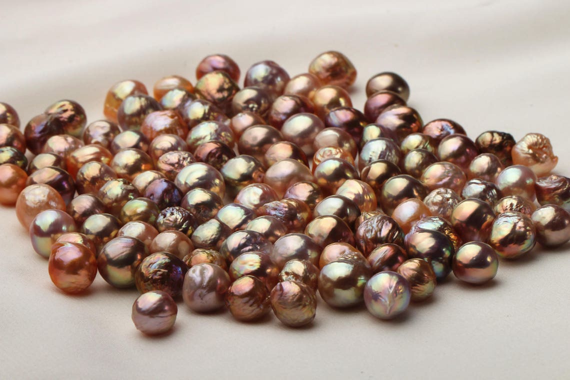15 Metallic Rainbow Edison Pearls, Ripple Teardrop Beads (9-12mm) - Etsy