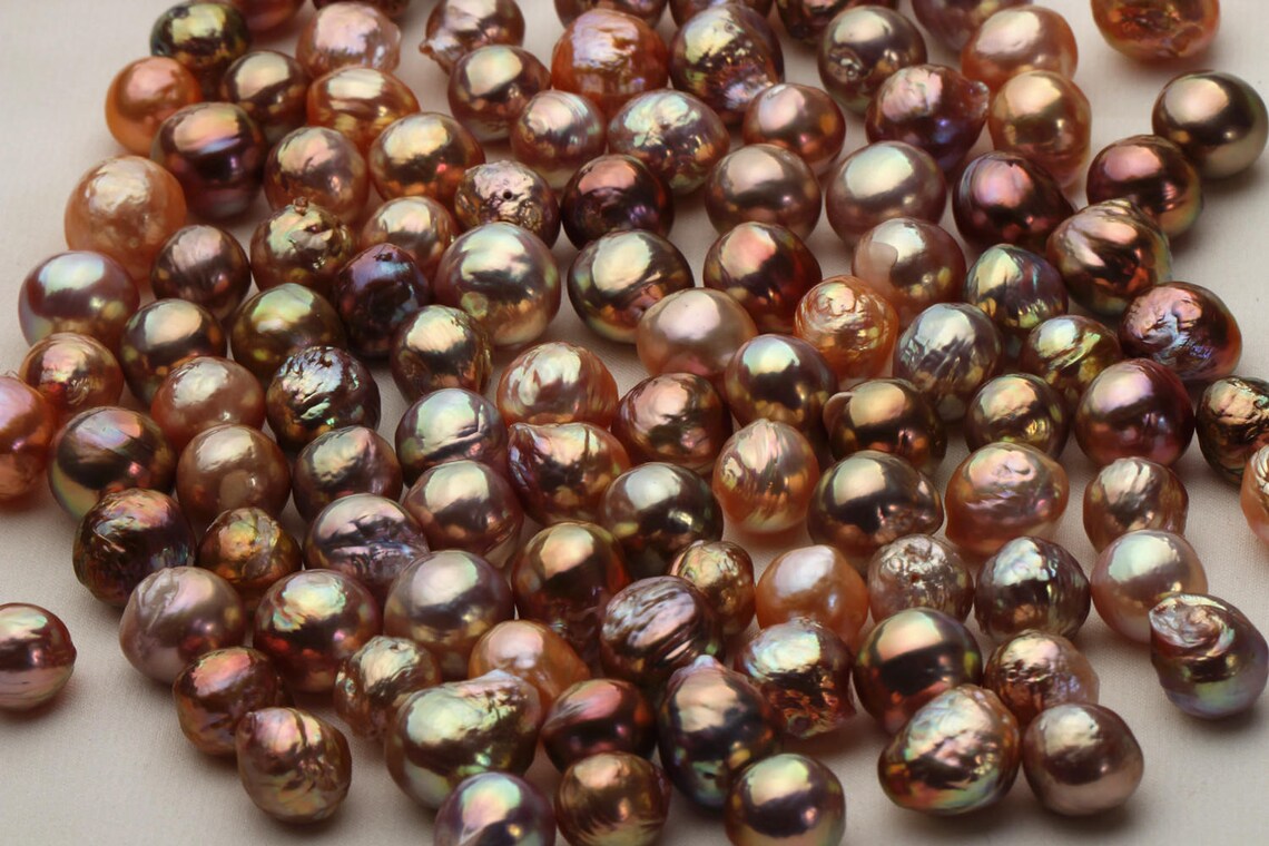 15 Metallic Rainbow Edison Pearls, Ripple Teardrop Beads (9-12mm) - Etsy