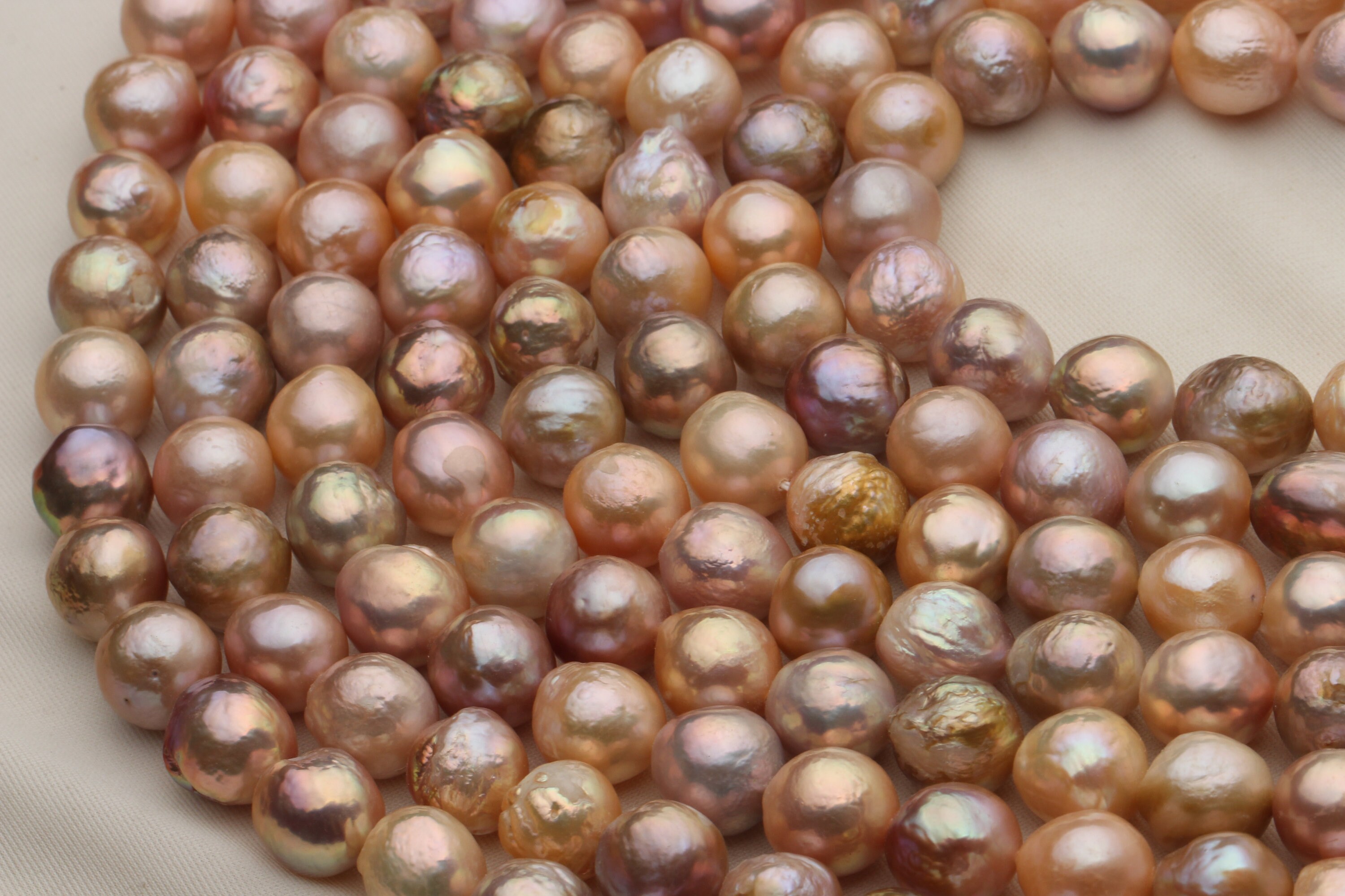Metallic Ripple Edison Pearl Strand, Mixed Color Baroque Pearls, 16 ...