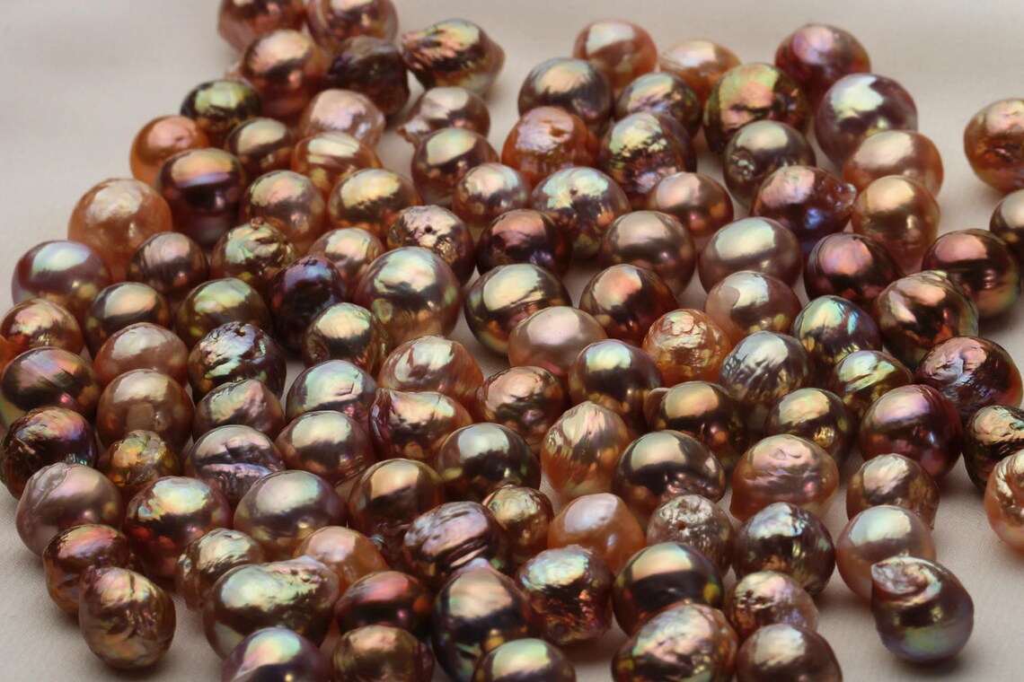 15 Metallic Rainbow Edison Pearls, Ripple Teardrop Beads (9-12mm) - Etsy