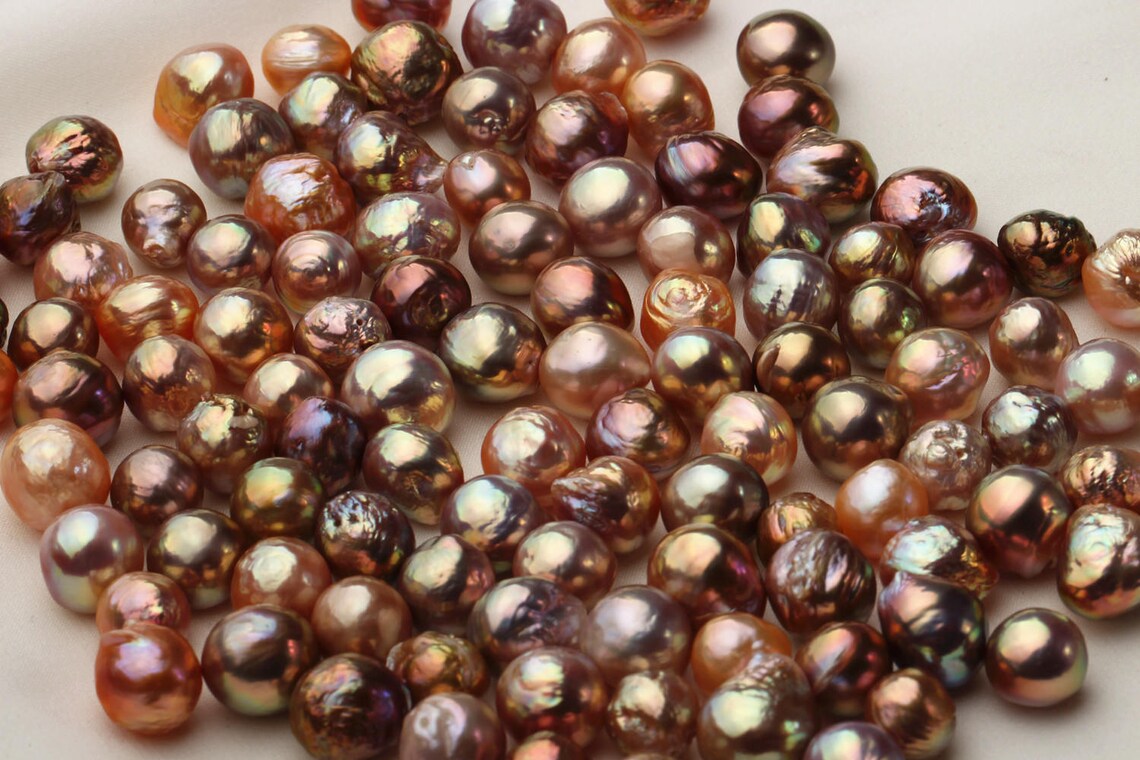 15 Metallic Rainbow Edison Pearls, Ripple Teardrop Beads (9-12mm) - Etsy