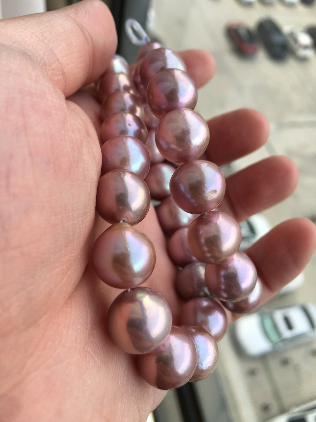 Large Purple Color Edison Pearl Necklace Strand|round Pearl|nucleus ...