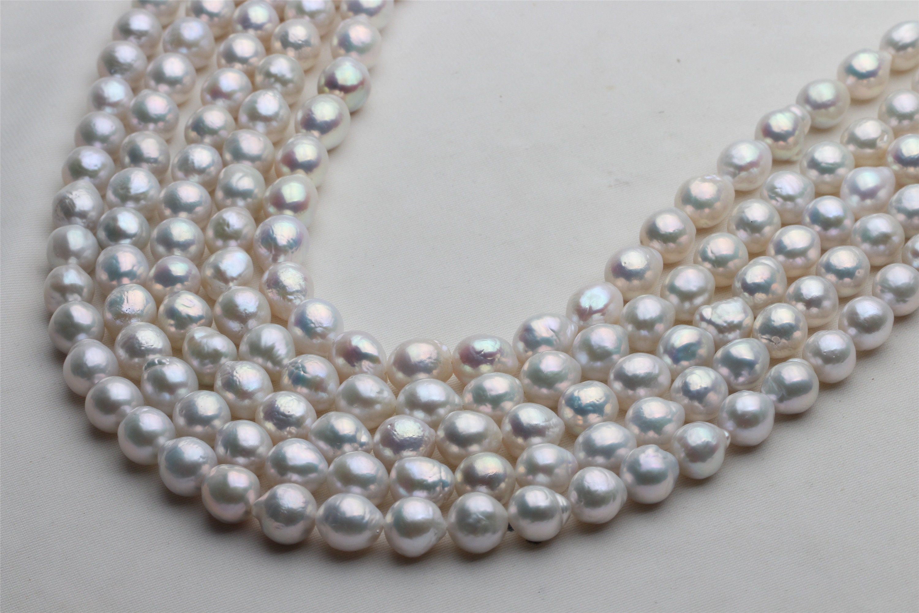 Natural White Edison Pearl Strand With Metallic Hue - Etsy