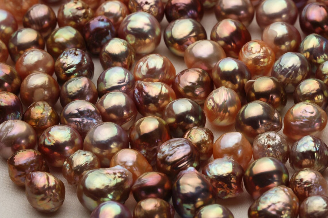 15 Metallic Rainbow Edison Pearls, Ripple Teardrop Beads (9-12mm) - Etsy