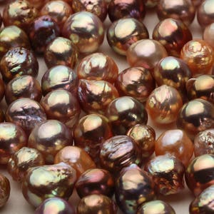 15pcs 9-12 Mm Metallic Rainbow Color Ripple Pearls, Wrinkled Edison ...