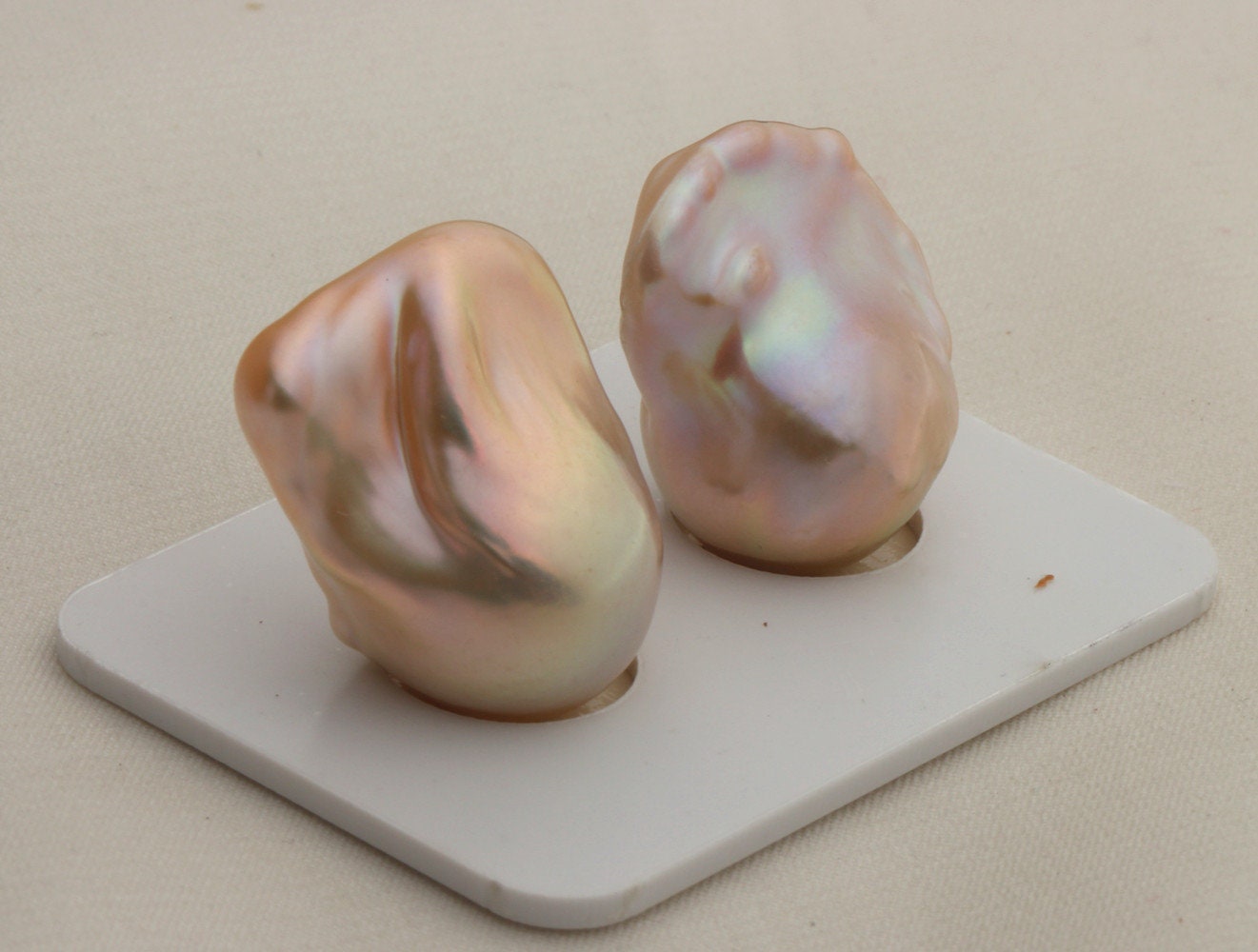 Large Natural Cream Pink/peach Fireball Pearl Pair With Mild - Etsy