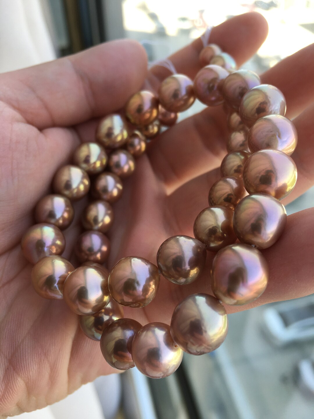 Natural Intense Metallic Color Semi-baroque Edison Pearl Bead String8.4 ...