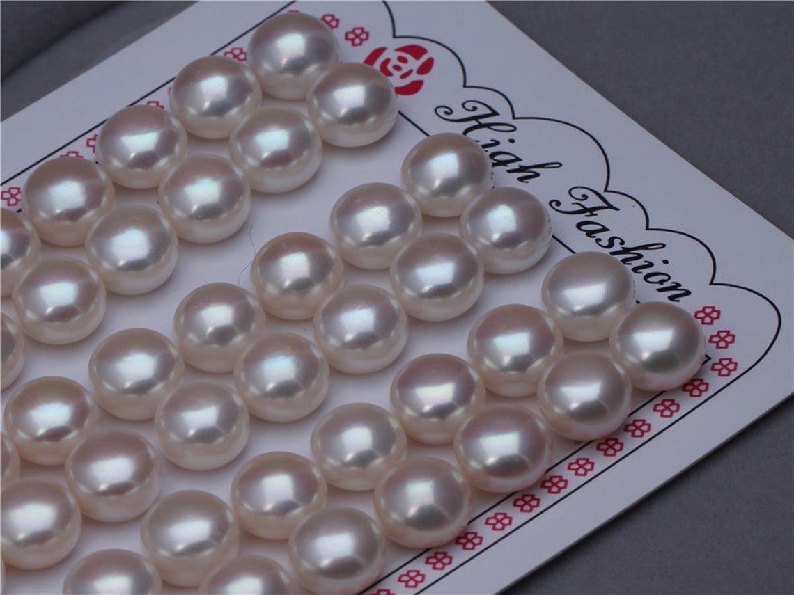 100% Real Freshwater Button Pearls,wholesale,button Pearl Pairs Bead ...