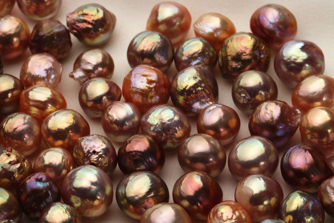 15 Metallic Rainbow Edison Pearls, Ripple Teardrop Beads (9-12mm) - Etsy