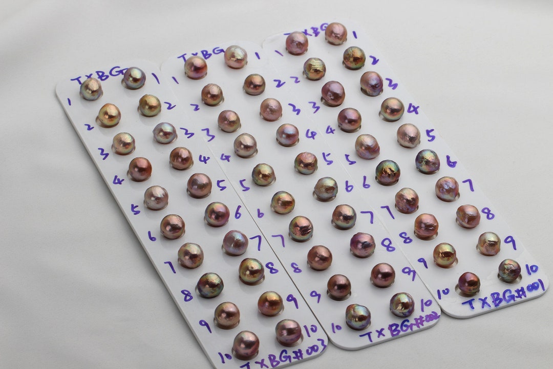 Amazing Metallic Color Edison Pearl Pair, Natural Color Ripple Pearl ...