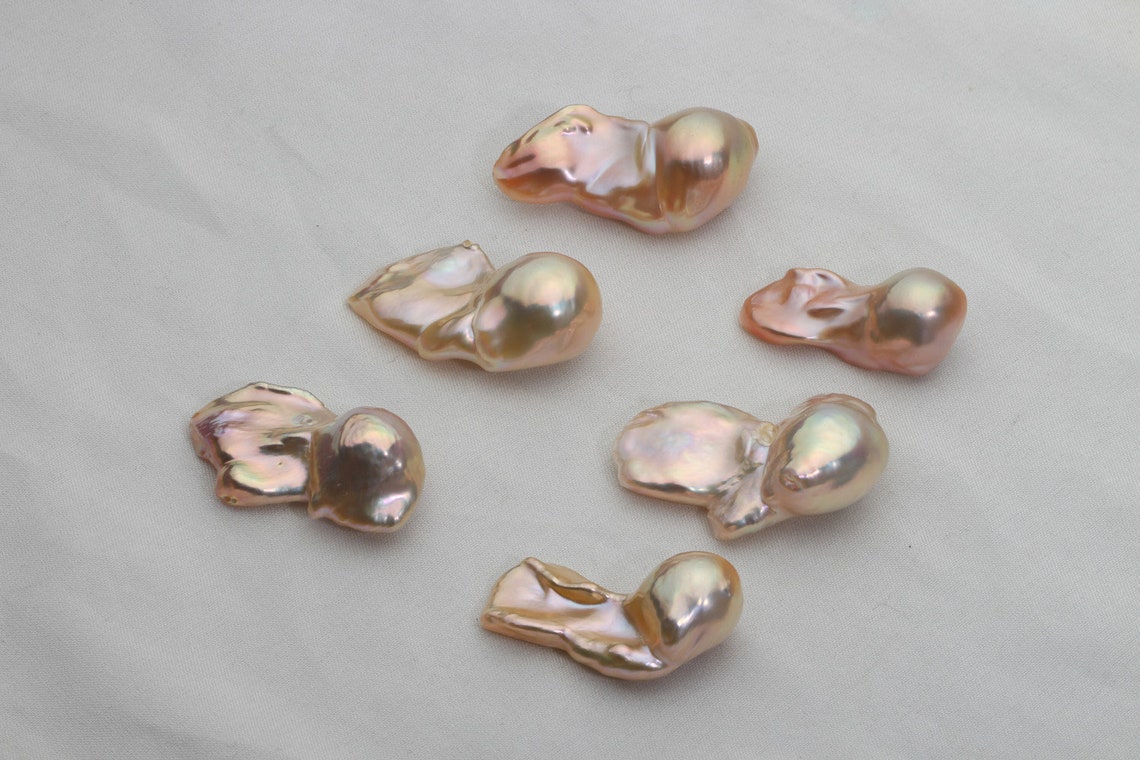 Perla irregular grande de color rosa metálico caliente perla - Etsy España