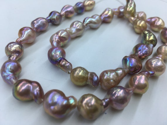 Natural Metallic Rainbow Color Ripple Pearl Strand AFL008 - Etsy