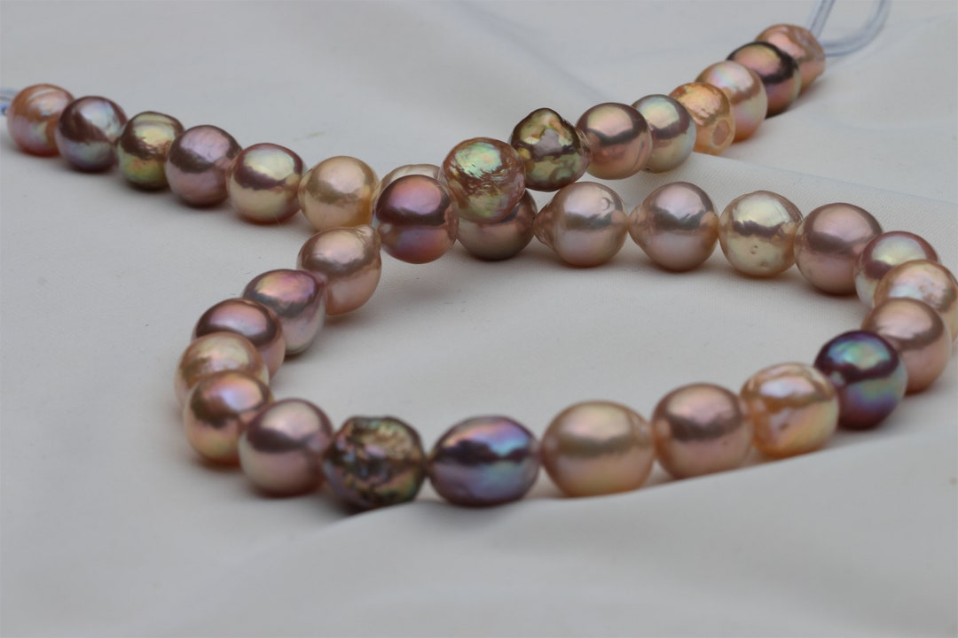 9.5-11mm Natural Metallic Candy Color Wrinkled Edison Pearl Strand ...
