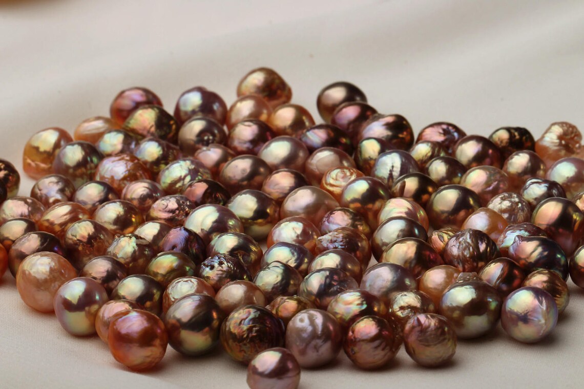 15 Metallic Rainbow Edison Pearls, Ripple Teardrop Beads (9-12mm) - Etsy